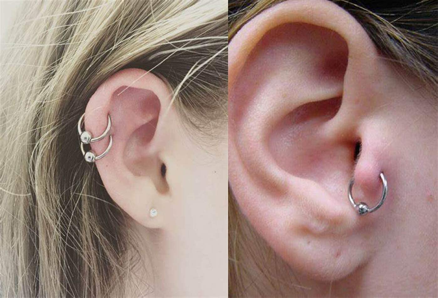 Longita Double Nose Ring for Single Piercing Double Hoop Double Loop Nose Ring Spiral Nose Rings for Women 8mm