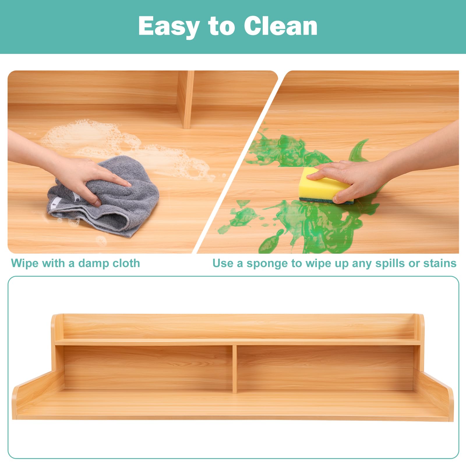 Yakucho Laundry Countertop with 2-Layer Shelves, Universal Front Load Washer and Dryer Countertop Kit with Storage Space, Solid Wood Countertop for Small Apartment Laundry Rooms Kitchens
