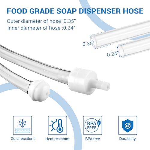 Sink Soap Dispenser Extension Tube Kit 47" Come with Kitchen Dish Dispenser Pump (White)