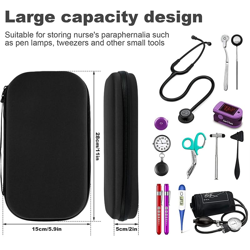 YAMSLAM 1 PC Portable Stethoscope Case Storage Box Shockproof Lightweight Stethoscope Organizer Bag EVA Hard Carrying Bag Protective Case