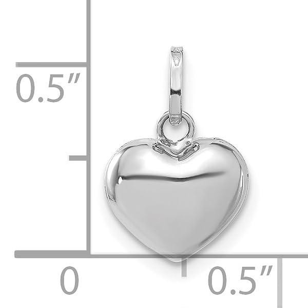 IceCarats 14K White Gold Heart Necklace Love Pendant Charm Only