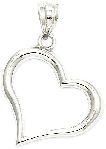 IceCarats 14K White Gold Heart Necklace Love Pendant Charm 25mm x 19mm Only