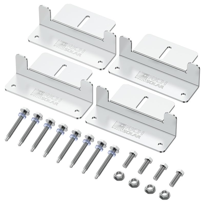 RICH SOLAR Solar Panel Mounting Hardware Z Brackets for RV Roof Boat Set of 4 Units