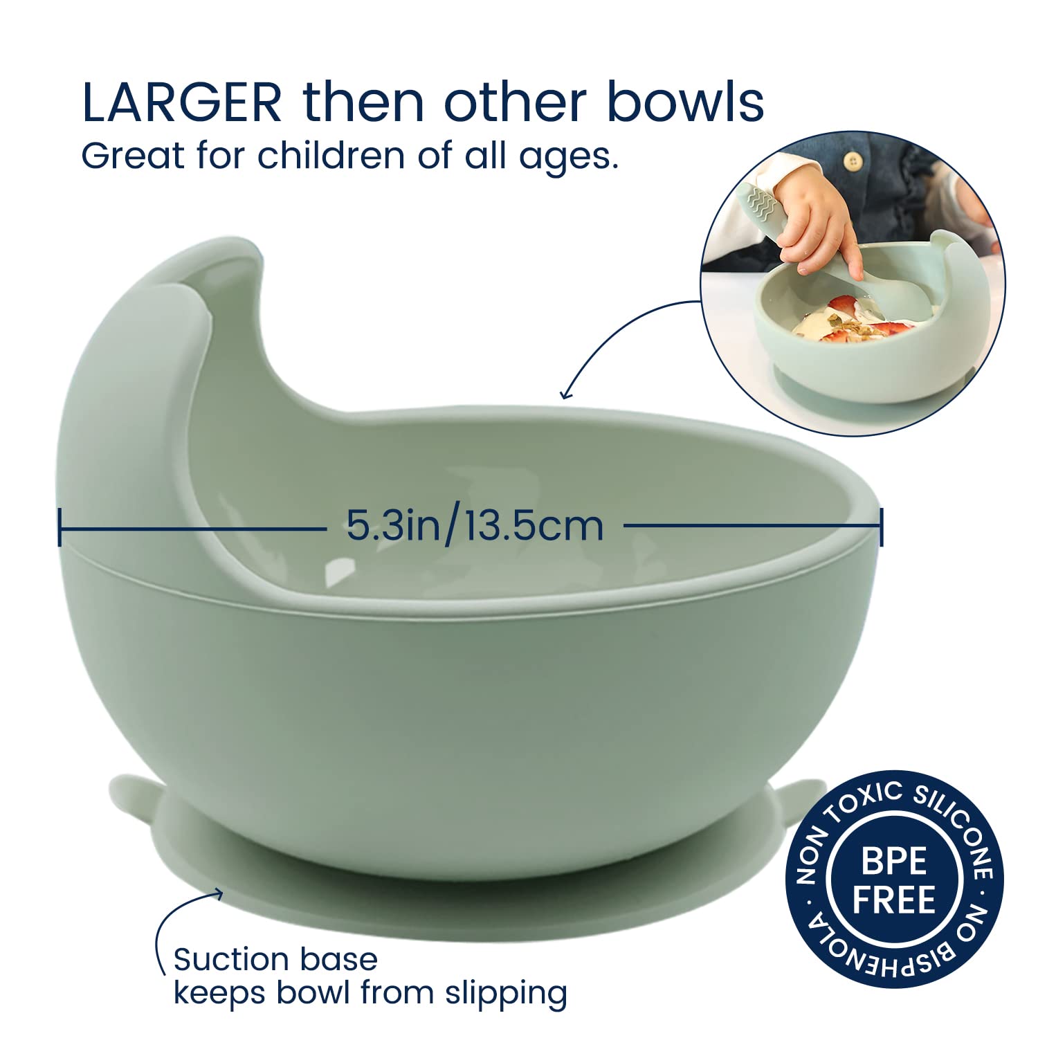 TotAha Silicone Suction Baby Bowl | Inwardly Curved Walls Preventing Dropping | Easy Scooping | Firmly Stick | BPA-Free Non-Slip Design