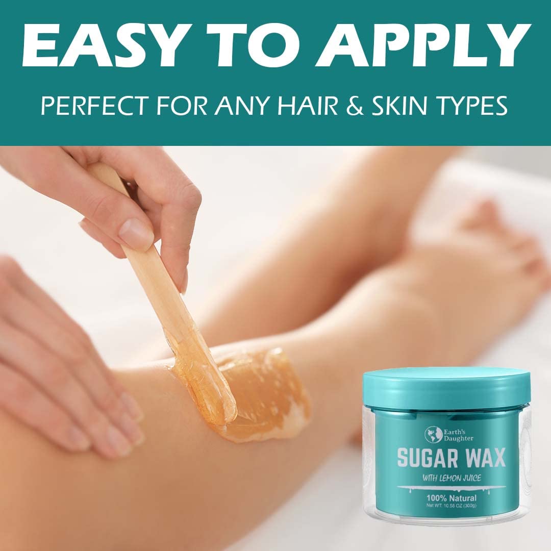 Sugar Wax Kit β Medium All Purpose Sugar Waxing Kit for Women - Organic Hair Removal β 10.6 oz Includes Applicators & Strips, Long Lasting, Gentle & Washable Sugaring Hair Removal, Home Waxing Kit β
