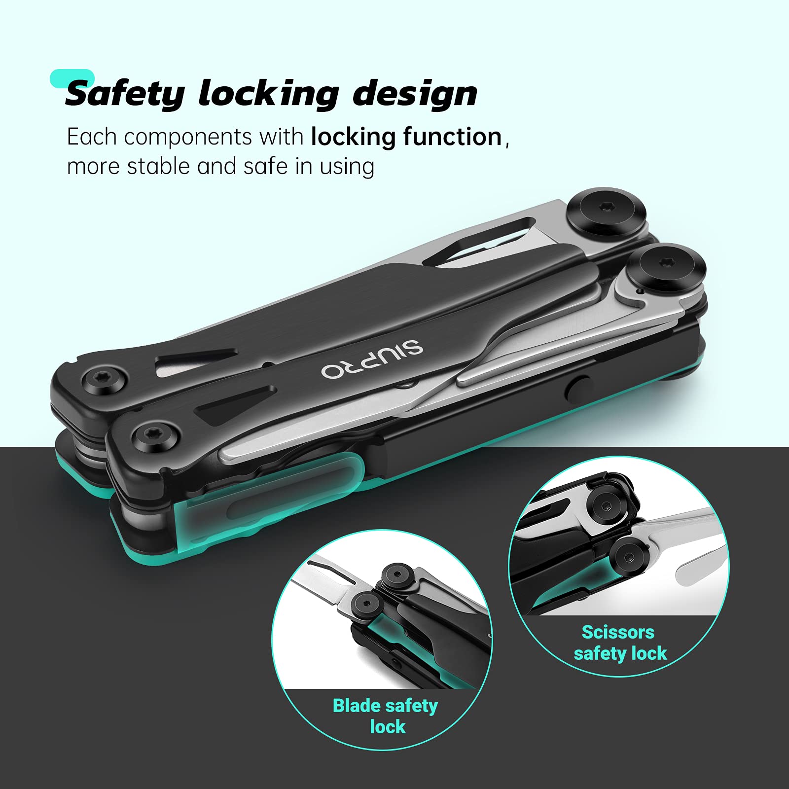 SIUPRO Multitool Pocket Knife, Multi Tool Pliers with Clip for Men and Women, Valentines Day Gifts for Him Boyfriend, Multipurpose Utility Tactical Scissors for Camping, Survival