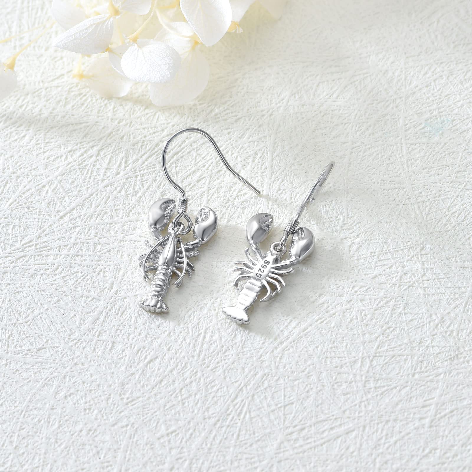 Lobster Earrings for Women Dangling Drop S925 Sterling Silver Statement Bead Fashion Earrings Jewelry Gift for Women