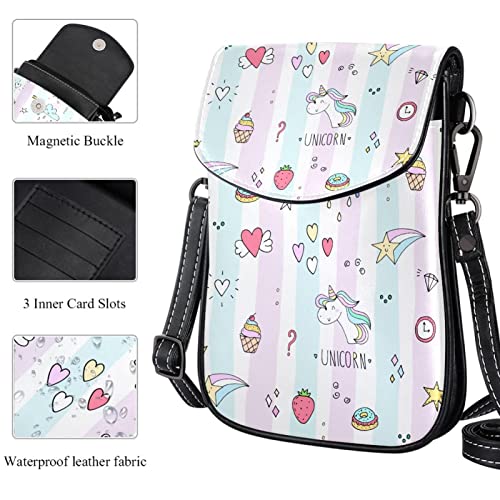 Small Crossbody Bag Rainbow Unicorn Cell Phone Purse Wallet