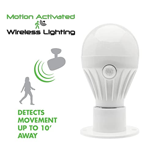 LitezAll Motion Activated Light - Portable COB LED Battery Operated White Light Bulb, Detects Motion up to 10 Feet Away, Grab and Go Magnetic Flashlight - Batteries Included, 1pc