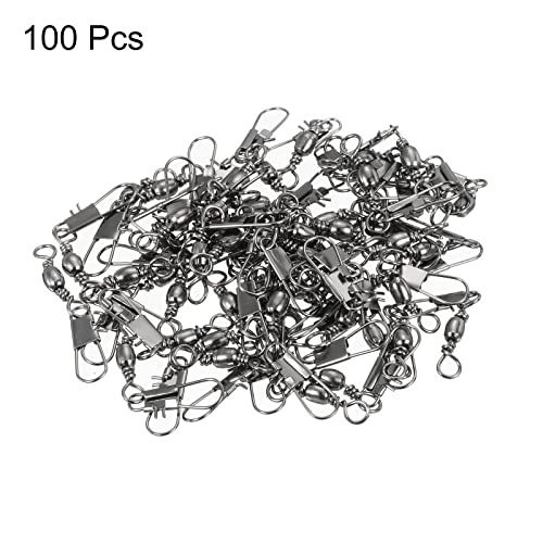 PATIKIL Fishing Barrel Swivel Snaps, 100Pcs 17lb Carbon Solid Ring Terminal Tackle, Black