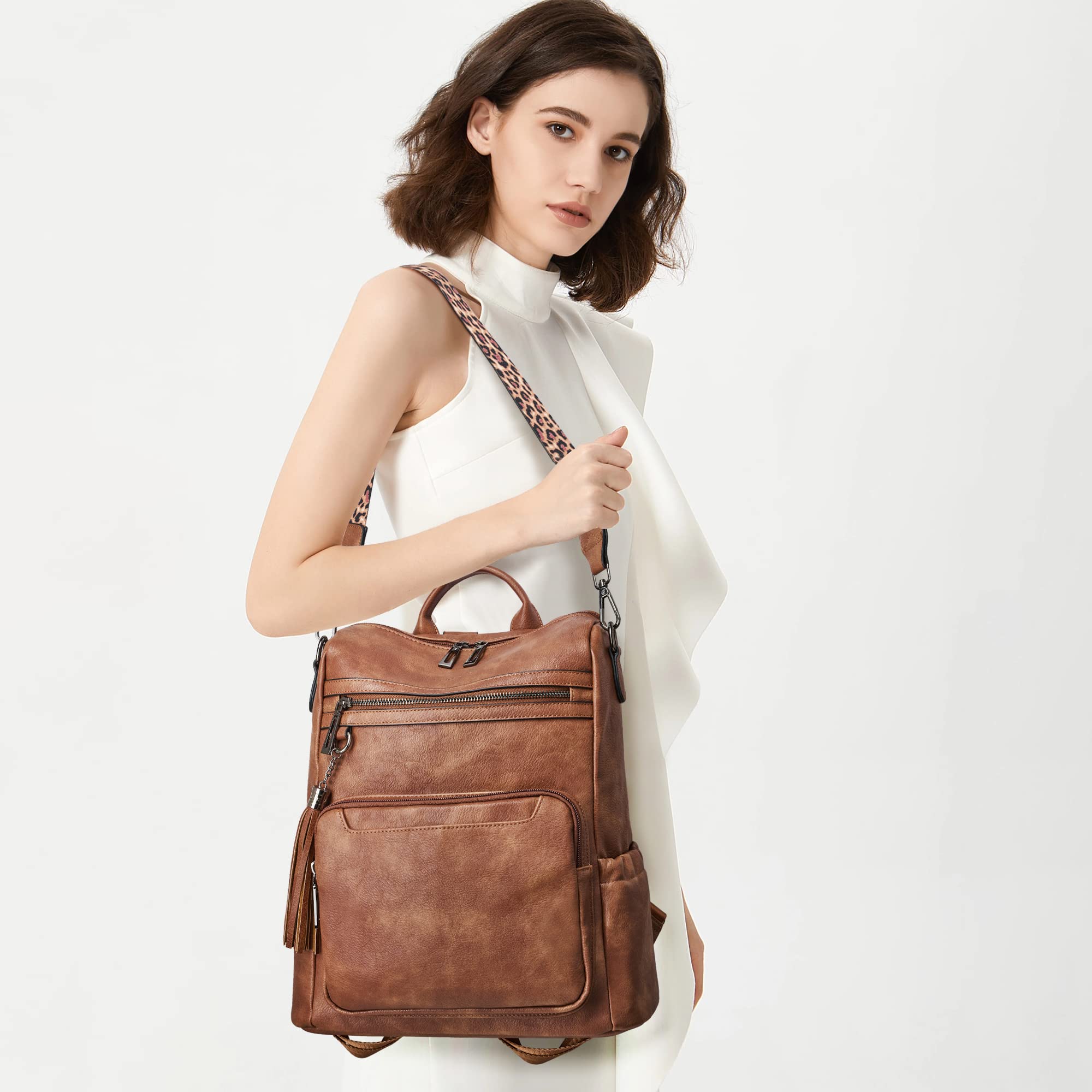 Mroede Leather Backpack Purse for Women Fashion Designer Ladies Shoulder Bags Travel Backpackā¦