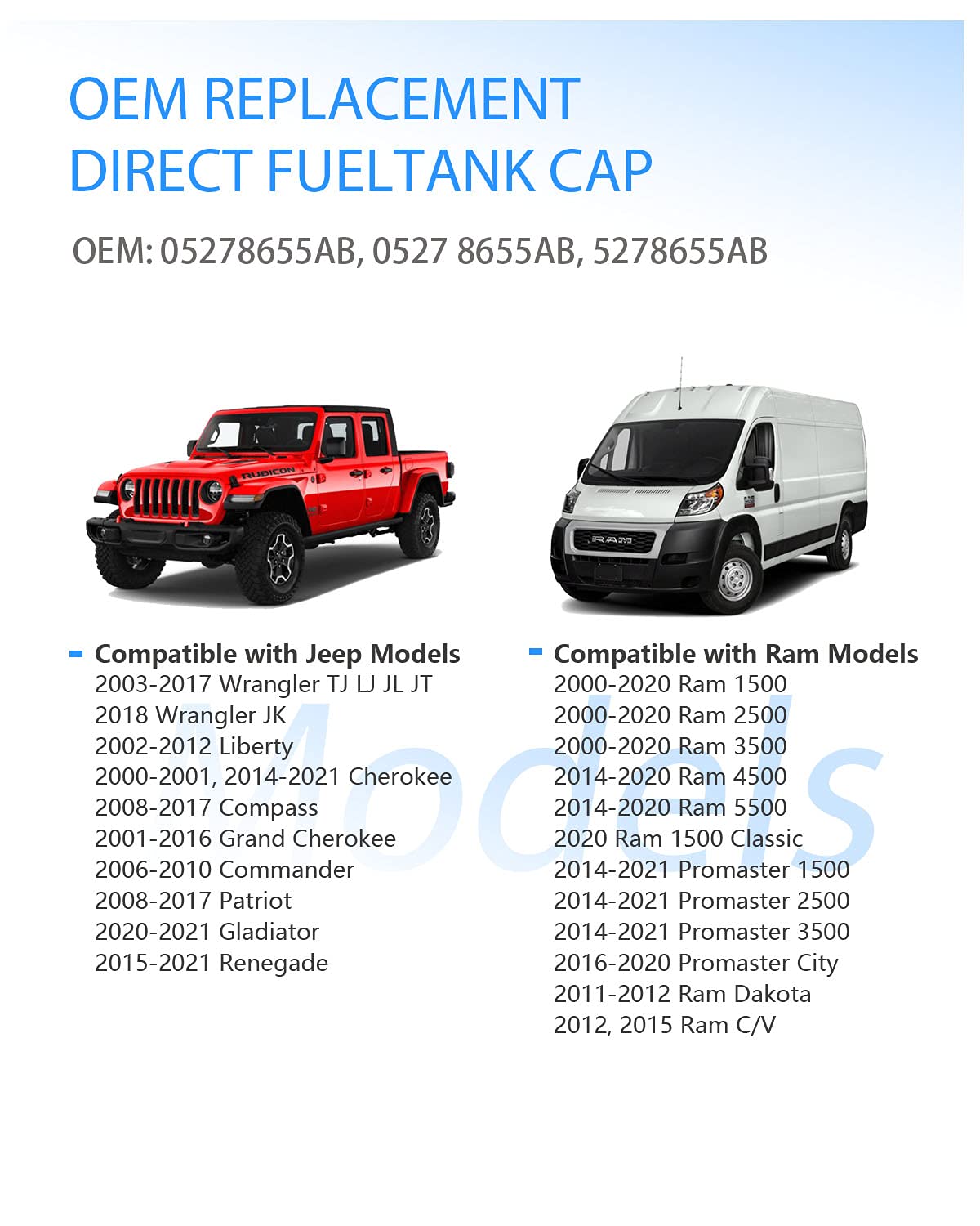 Locking Gas Cap,Lock Fuel Cap Replace 5278655AB For Jeep Cherokee Wrangler JK TJ Liberty Compass Grand Cherokee & Dodge Challenger Grand Caravan Ram 1500 2500 Journey