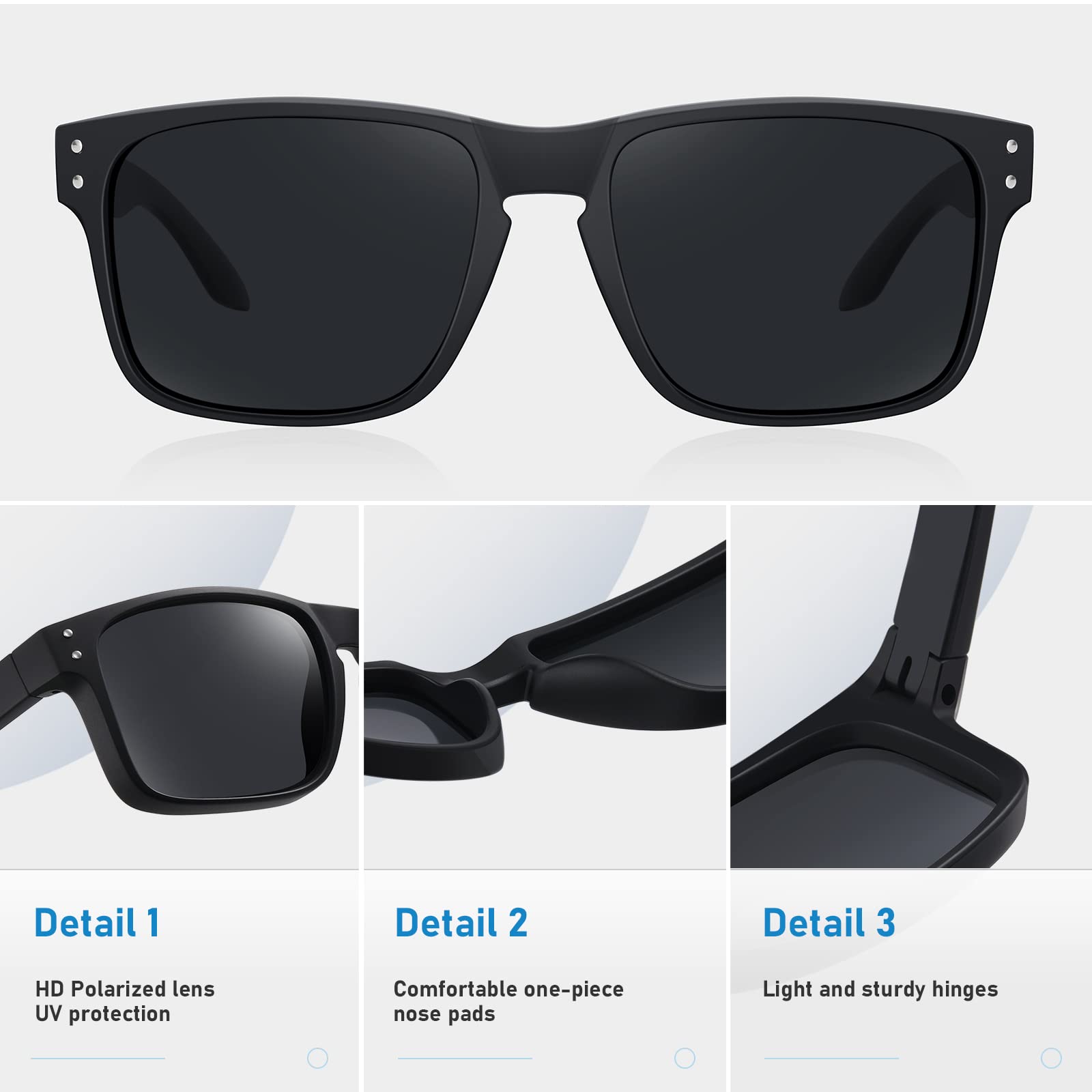 Polarized Sunglasses Men Womens - Retro Square Sun Glasses for Fishing Driving UV Protection