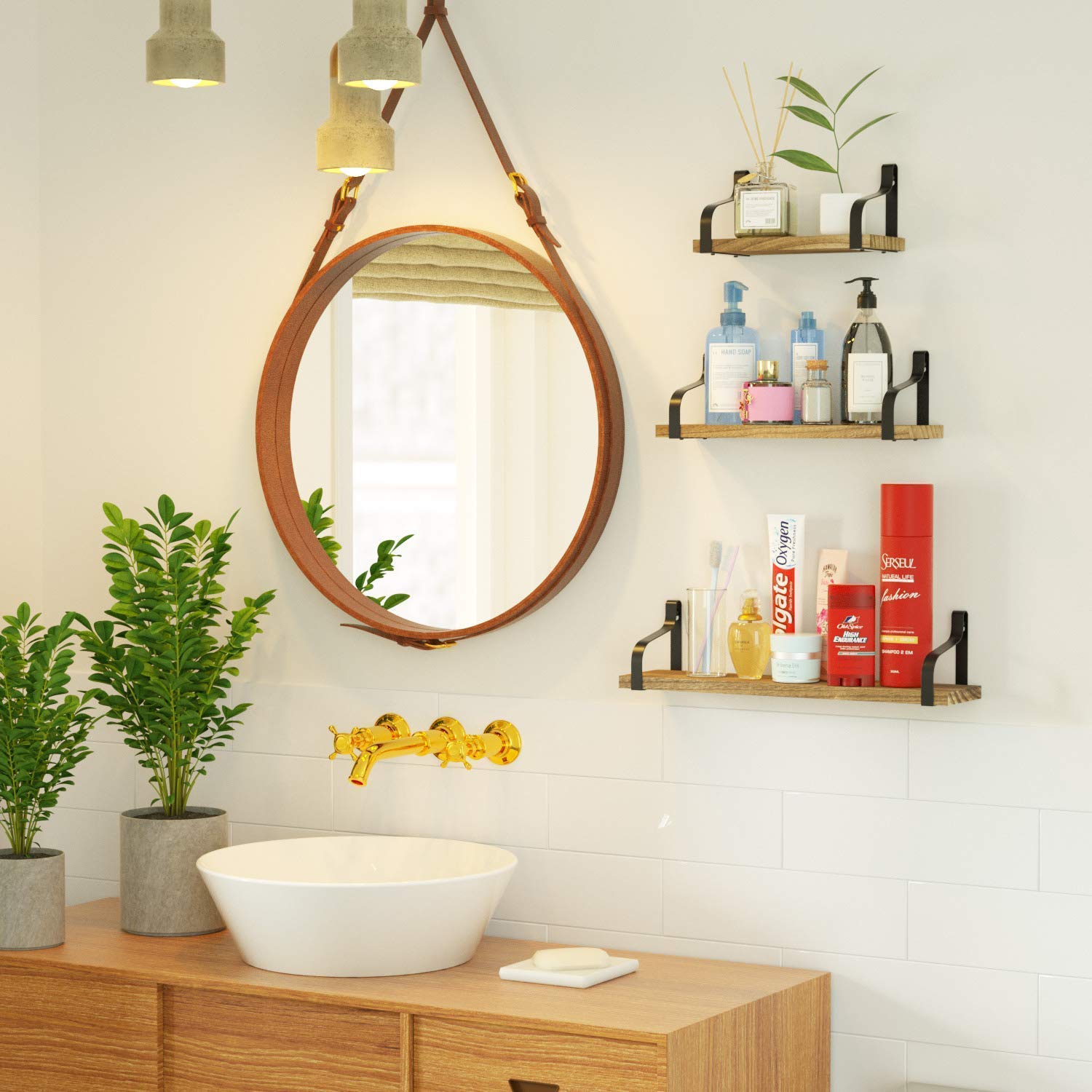 Love-KANKEI Floating Shelves Set of 3 and Floating Shelves Set of 2 Bundle