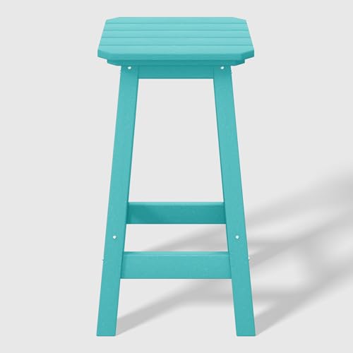 WestinTrends Malibu 24" HDPE Outdoor Patio Counter High Backless Square Bar Stools Set of 3, Turquoise