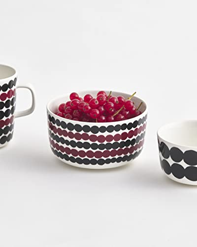 MARIMEKKO - Oiva Siirtolapuutarha Medium Bowl, Black/Maroon Räsymatto