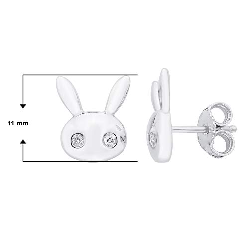 Little Diva Diamonds .925 Sterling Silver Diamond Accent Novelty Earrings (Bunny) (G-H Color, I2-I3 Clarity)
