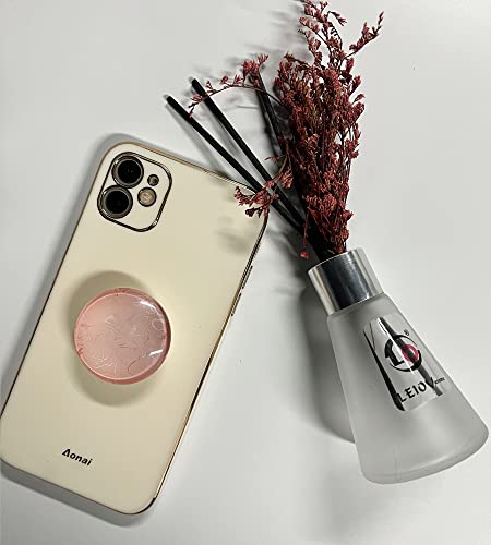 WUYULB Clear Glitter Pink Rose Gold Marble Design Expandible Collapsible Mobile Phone Grip Cell Phone Stand Holder for Smartphones Cellphone Accessory
