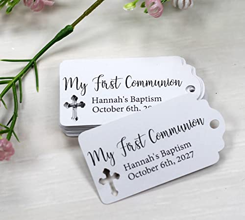 Small Personalized Favor Tags - My First Communion - 20pc (White)