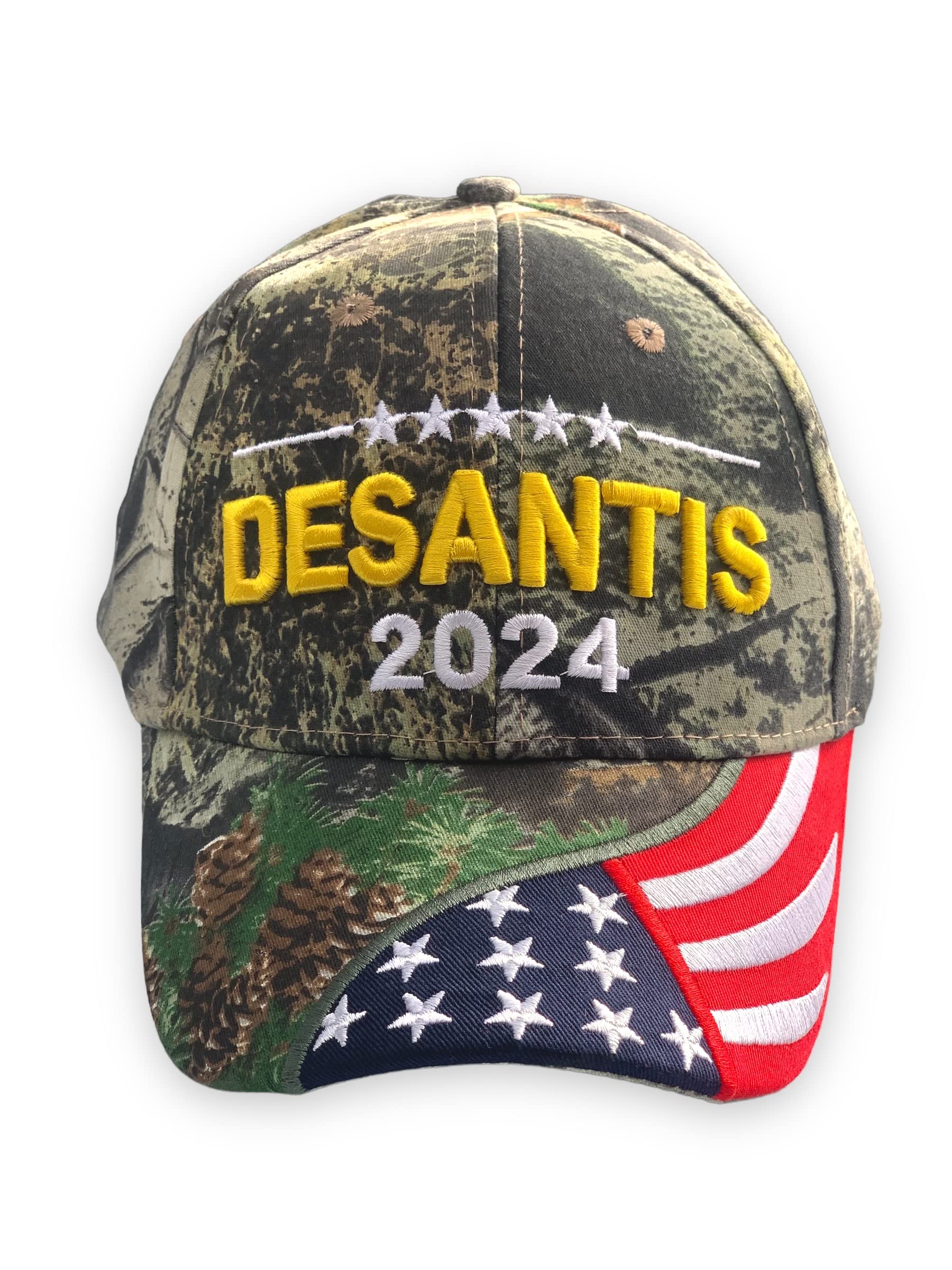 Ron Desantis 2024 Presidential Campaign Made in America Don't Fauci My Florida Mesh Back Trucker Hat Camo Embroidered Adjustable Baseball Caps