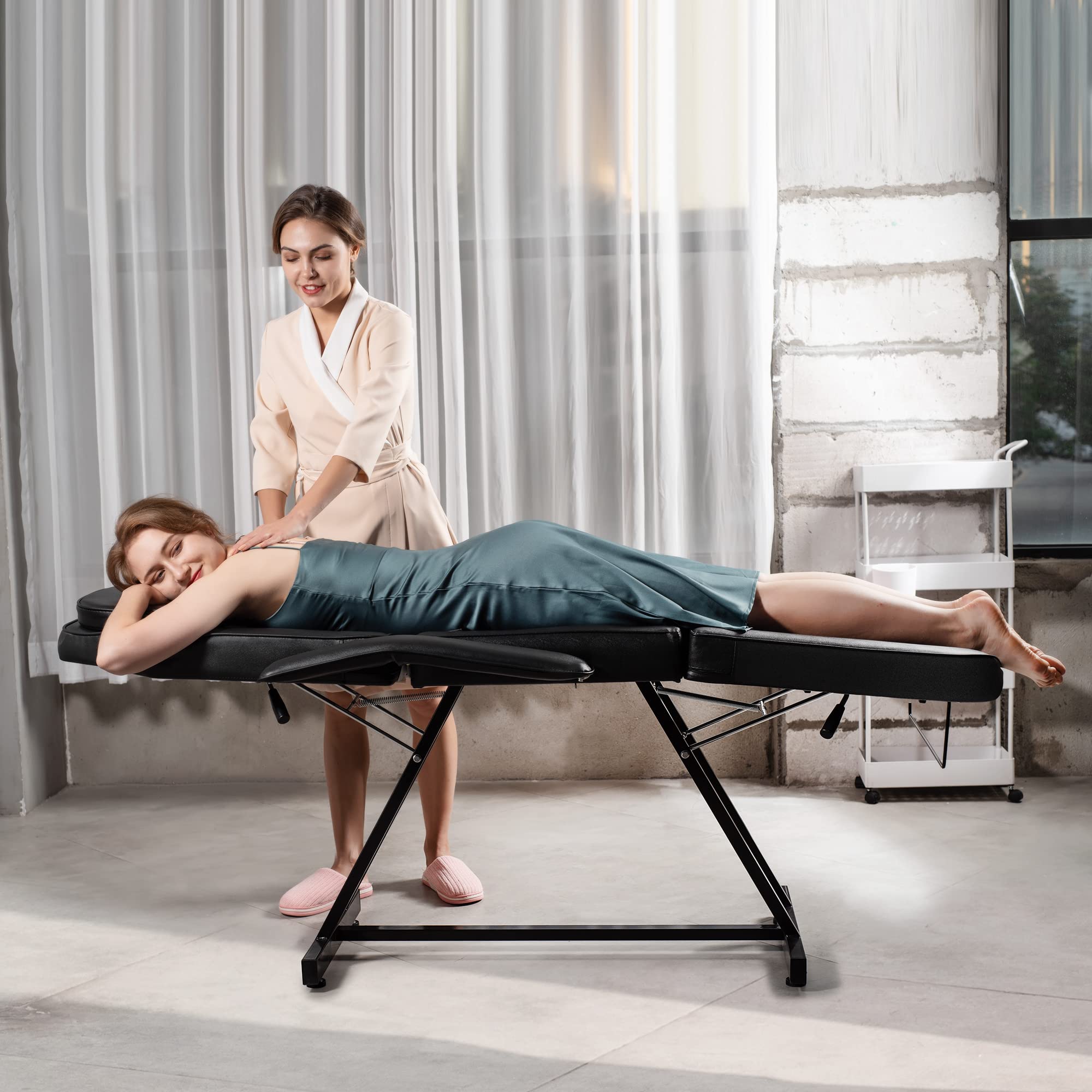 Lovpear Adjustable Massage Bed Waxing Table for Profeesioanl Tattoo Eyelash Chair Salon Spa Equipment (Black)