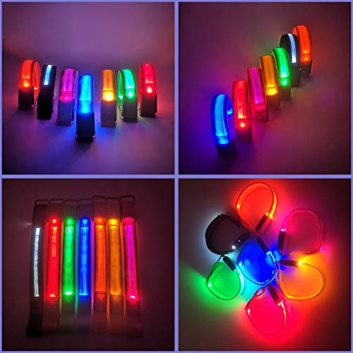 LED Armband for Running Cycling Exercising Glow Light up in Dark Night Running Gear Safety Reflective Sports Event Wristbands with USB Charging Cord (2 Pack Red)