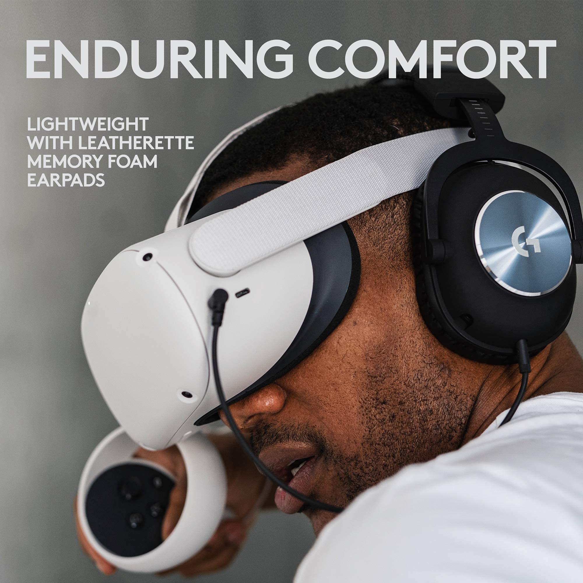 Logitech G PRO Gaming Headset for Oculus Quest 2 - Oculus Ready - Custom-Length Cable - PRO-G Precision Gaming Audio Driver - Steel and Aluminum Build - Low-Latency 3.5 mm Aux Connection (Renewed)