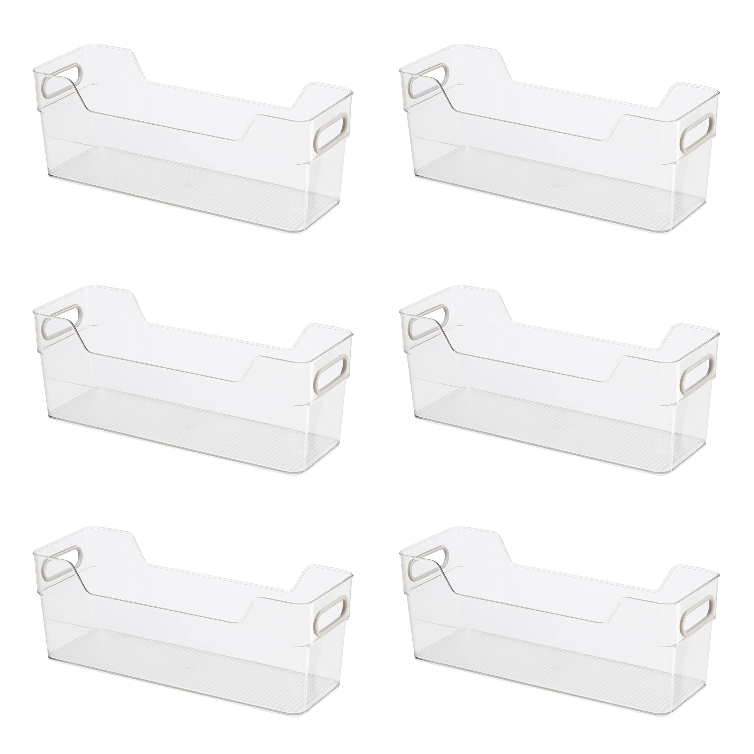 Oggi Cabinet/Drawer High Wall Storage Bin - 14" x 5", Clear/Gray, Ideal for Kitchen Organization, Pantry Storage, Fridge Organizing - Set of 6