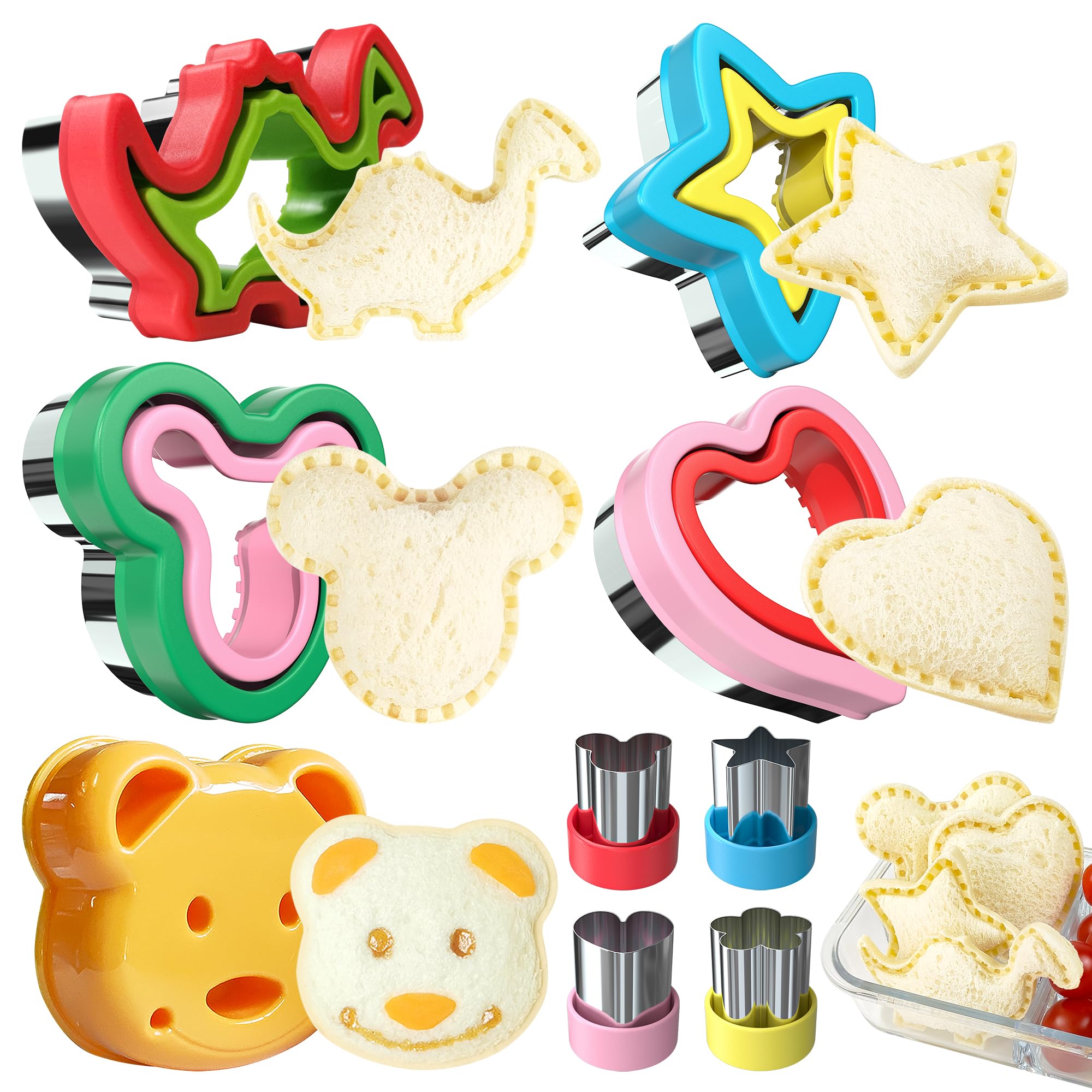 Sandwich Cutter and Sealer, Sandwich Cutter for Kids 5 PCS(BIG), Decruster Sandwich Maker, Great for Lunchbox and Bento Box - Boys and Girls Kids Lunch
