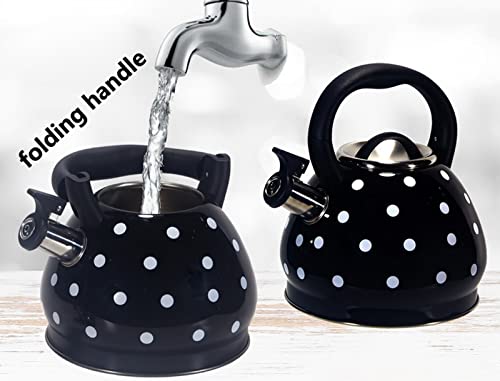 Tea kettle, Red Whistling Tea Kettle for Stove Top, Stainless Steel Cute Teapot with Handle, Induction Cooker Household Kitchen (Color : Red, Size : 3L)