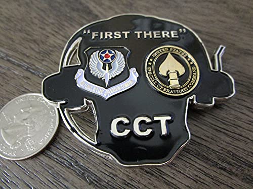 Set of 2 United States Air Force Special Forces Pararescueman Creed Pararescue PJ's Beret Skull & AFSOC Combat Control Challenge Coins