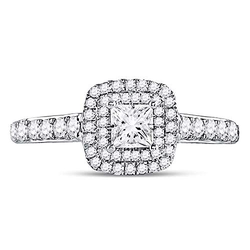 Jewels By Lux 14K White Gold Princess Diamond Solitaire Bridal Wedding Engagement Ring 1 Cttw
