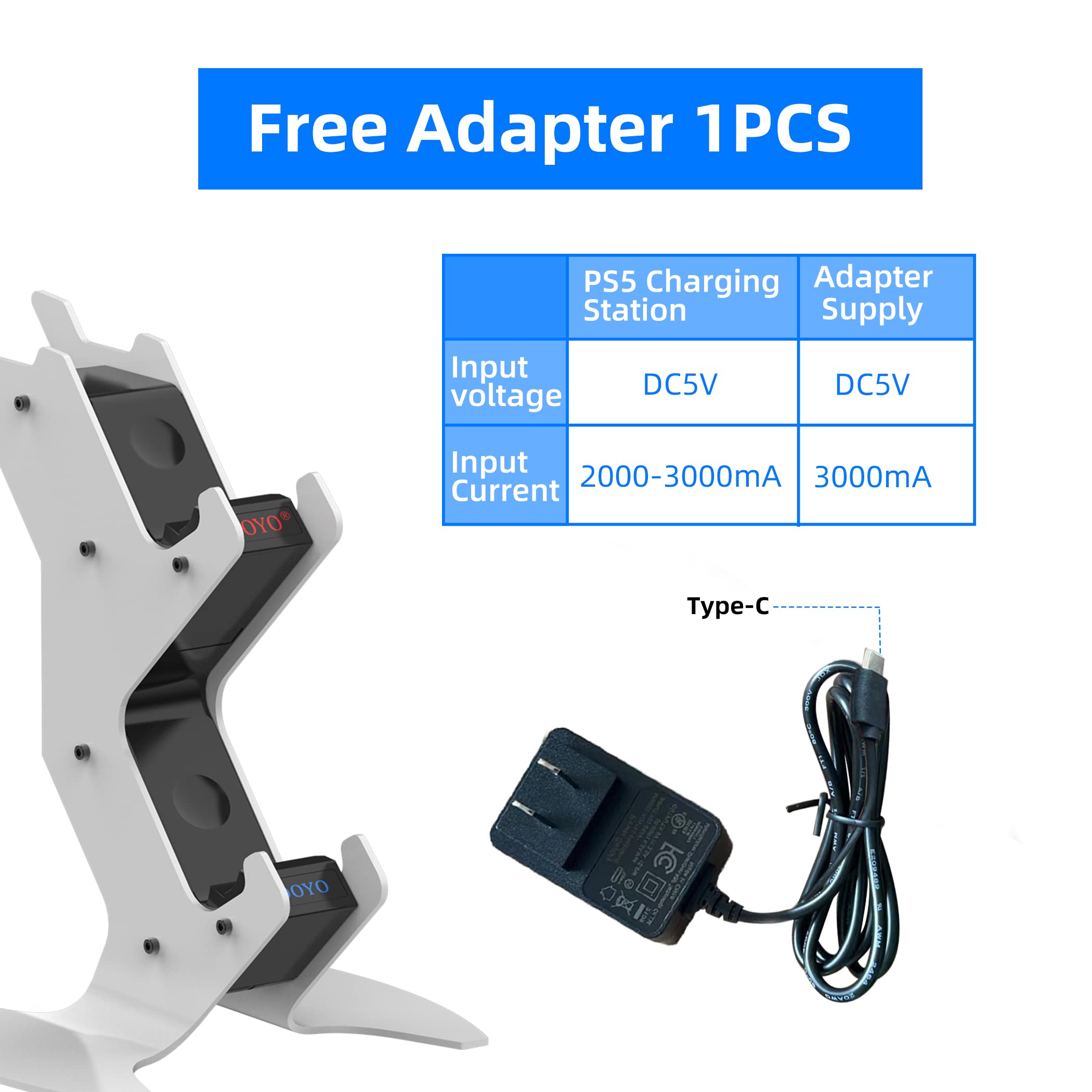 PS5 Controller Charger Station with Headset Headphone Organizer, Playstation 5 Controller Charging Dock Station with 2H Fast Charging Adapter 5V/3A, Replacement PS5 Controller Charger by DOYO