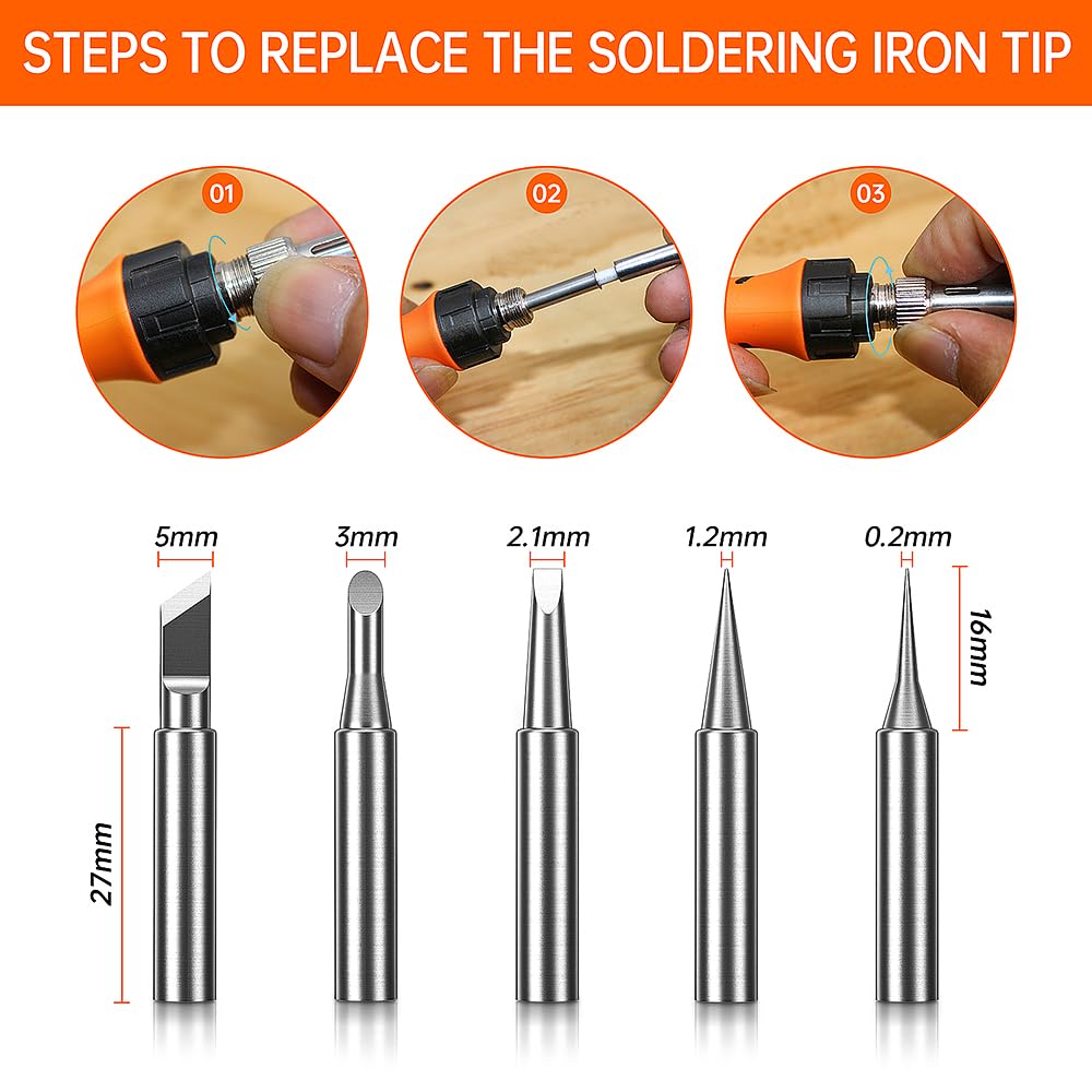 Soldering Iron Premium Kit, 60W Soldering Gun with Ceramic Heater, 12-in-1 Soldering Tool, Adjustable Temperature 200 to 450°C, Includes Soldering Iron Tip, Solder Wire, Pump and Paste