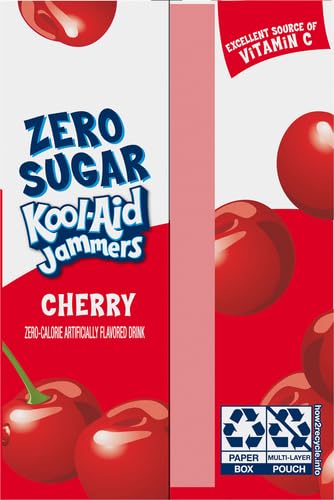 Kool-Aid Jammers Cherry Zero Sugar Artificially Flavored Soft Drink, 6 Fl Oz (Pack of 10)