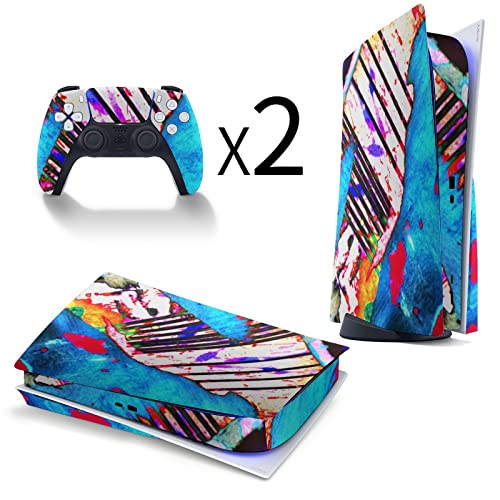 PS5 disc Version Skin for Console and Controllers Vinyl Sticker, Durable, Scratch Resistant, Bubble-Free, Compatible with Playstation 5(Disk Edition)