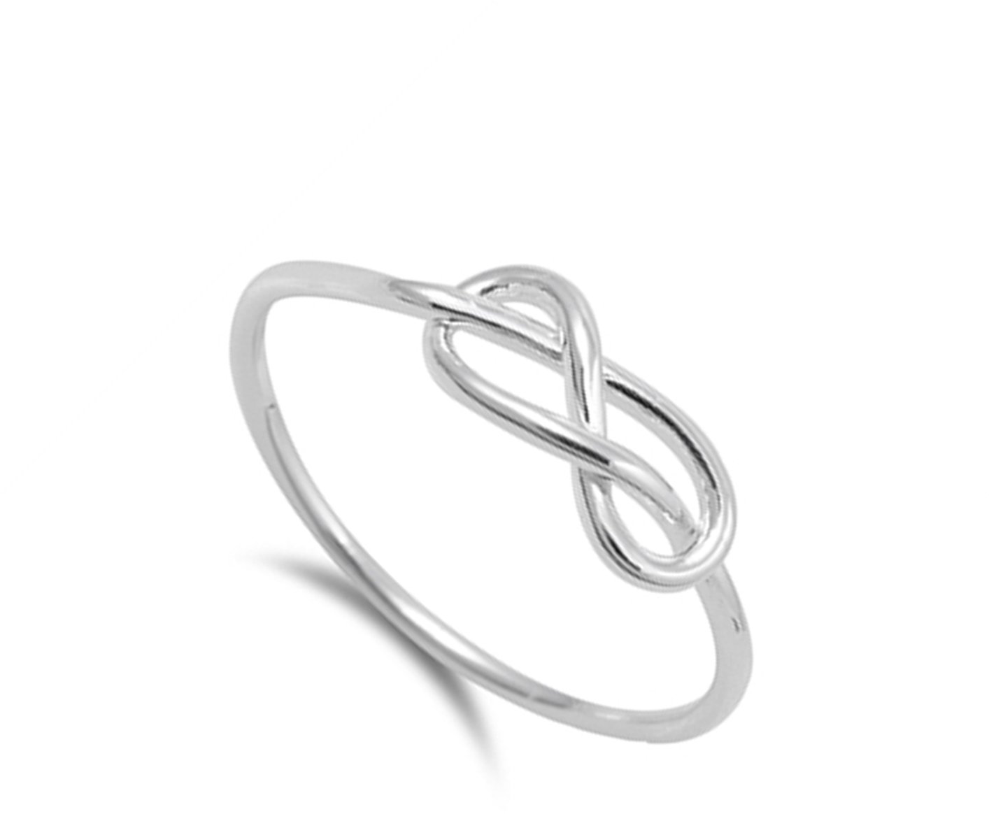 Infinity Knot Forever Love Polished Ring .925 Sterling Silver Band Size 8