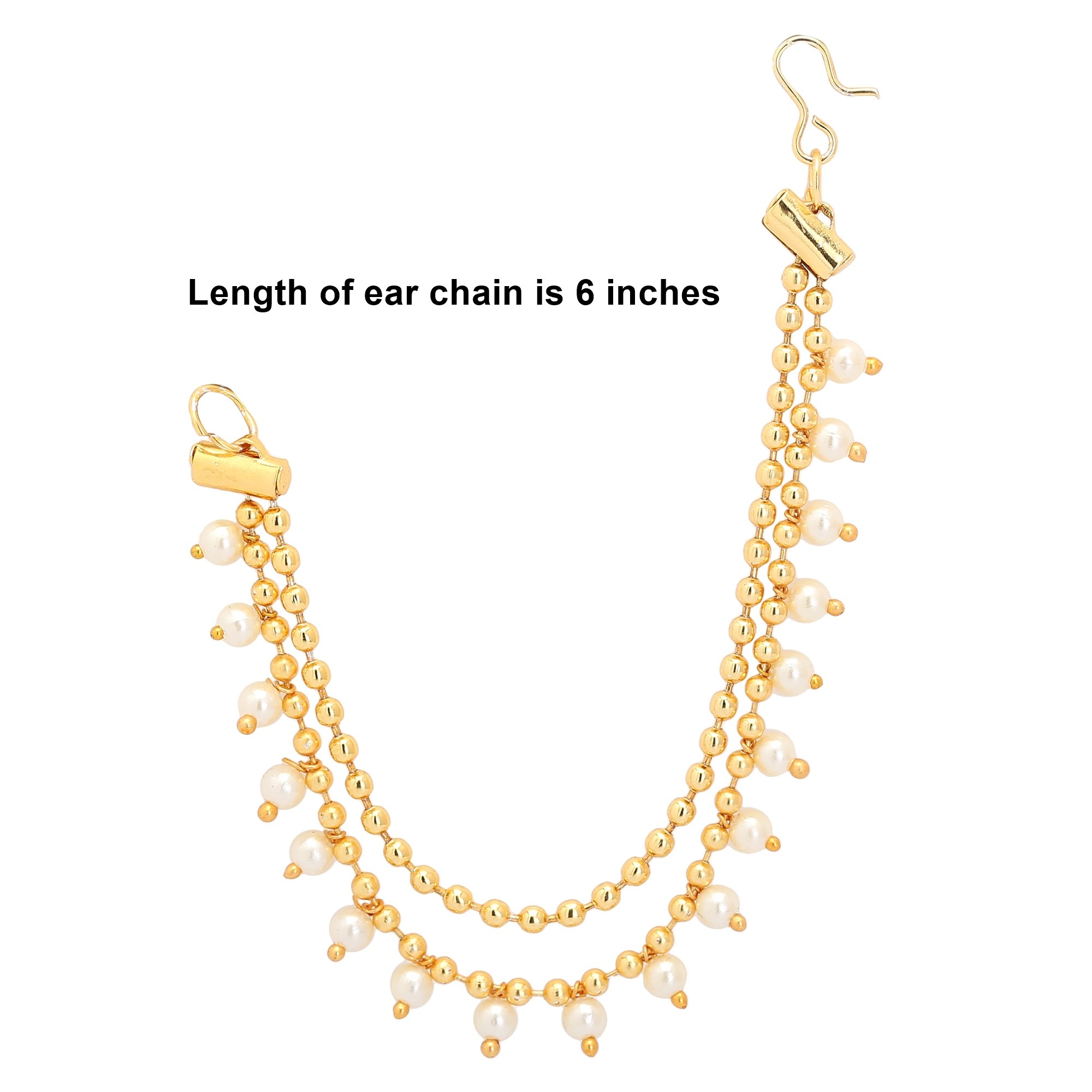 Jwellmart Indian Bollywood Gold Plated Faux Pearl Ear Chains for Earring support Traditional Jewelry