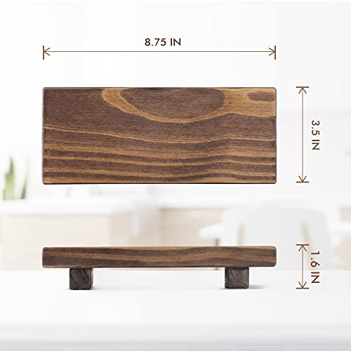 Wood Pedestal Soap Stand, Farmhouse Wood Riser, Soap Dish Holder Decor for Bathroom Kitchen, Soap Tray, Rustic Candle Plant Holder, Counter Decor, Display Rectangular Decorative (Antique Walnut)