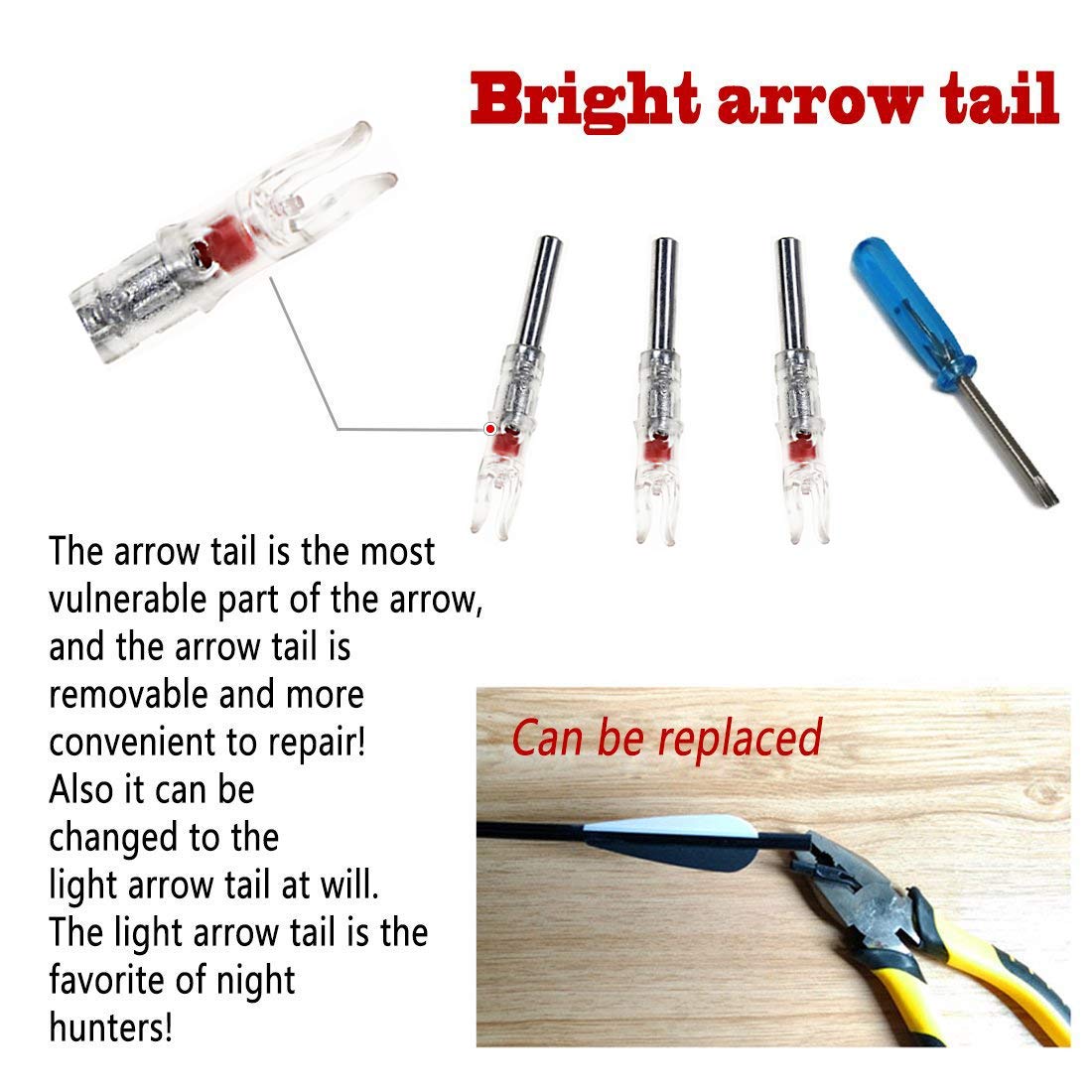 JY-Sports 3PCS Led Nocks 6.2mm Automatic Light Nocks Replaceable Arrow Nocks for Hunting Shooting(.244"/6.2mm)