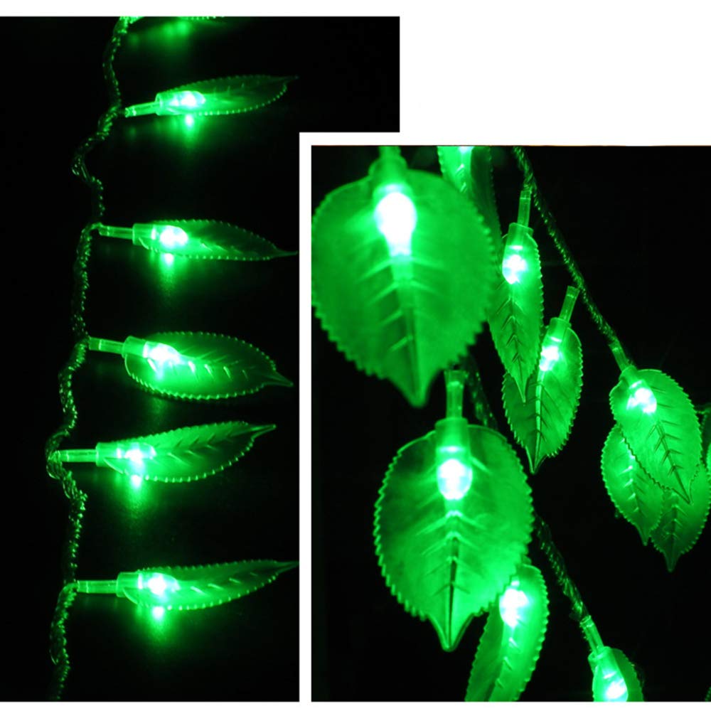 LED Green Leaf Light String Home Garden Romantic Lanyard Lights Christmas Halloween Birthday Party Decoration Chandelier,USB-2.5m 20Lights