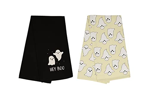 Pearhead Holiday Decor, Kitchen Tea Fall Home Décor, Set of 2, Ghost Dish Towels