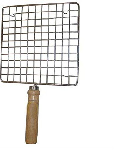 Shriya Stainless Steel Wire Roaster Papad Jali Wooden Handle Square With Roasting Net,Papad Jali,Roti Jali,Roaster Stainless Steel Square Roti Grill