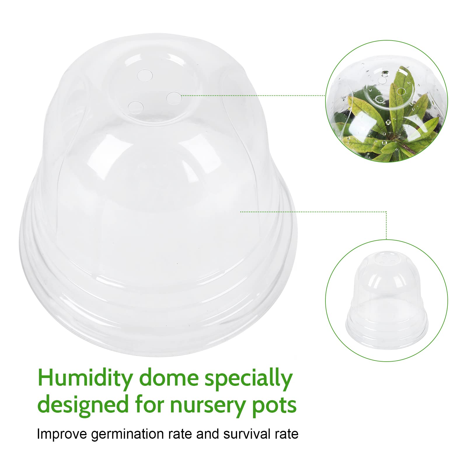 JERIA 60 Sets 4" Plastic Plant Nursery Pots with Humidity Domes,(60 Pots + 60 Clear Lids),Seedling,Flower Plant Container and Seed Starting Pots with 100pcs Plant Labels