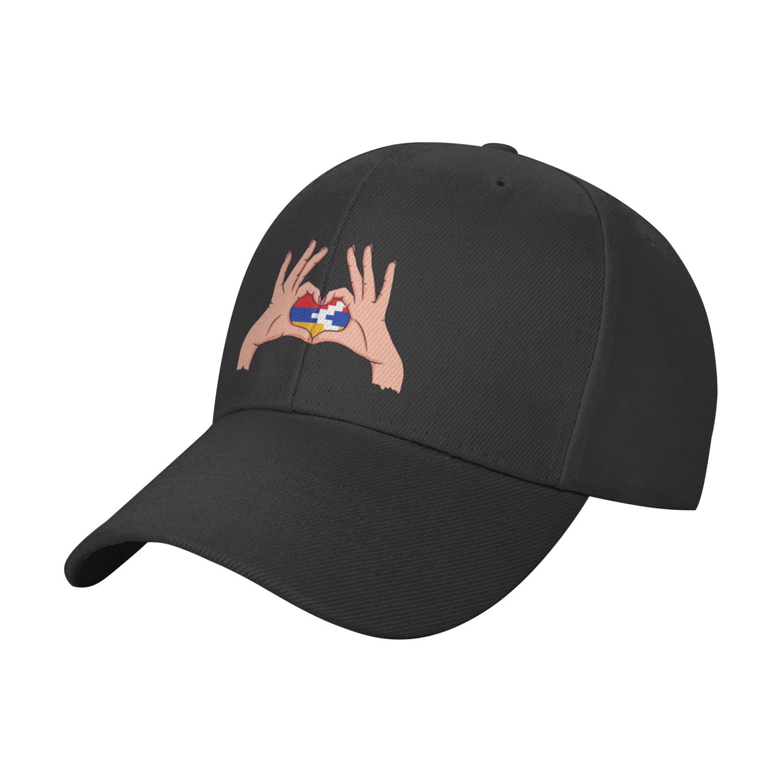 POOEDSO Holding Love in Your Hands Flag of Artsakh Baseball Cap for Men Women Solid Color Adjustable Duck Tongue Hat