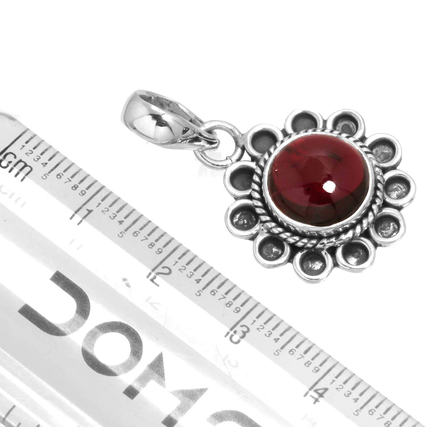 JEWELOPORIUM Solid 925 Sterling Silver Pendant Natural Garnet Gemstone Handcrafted Jewelry (33516_P)