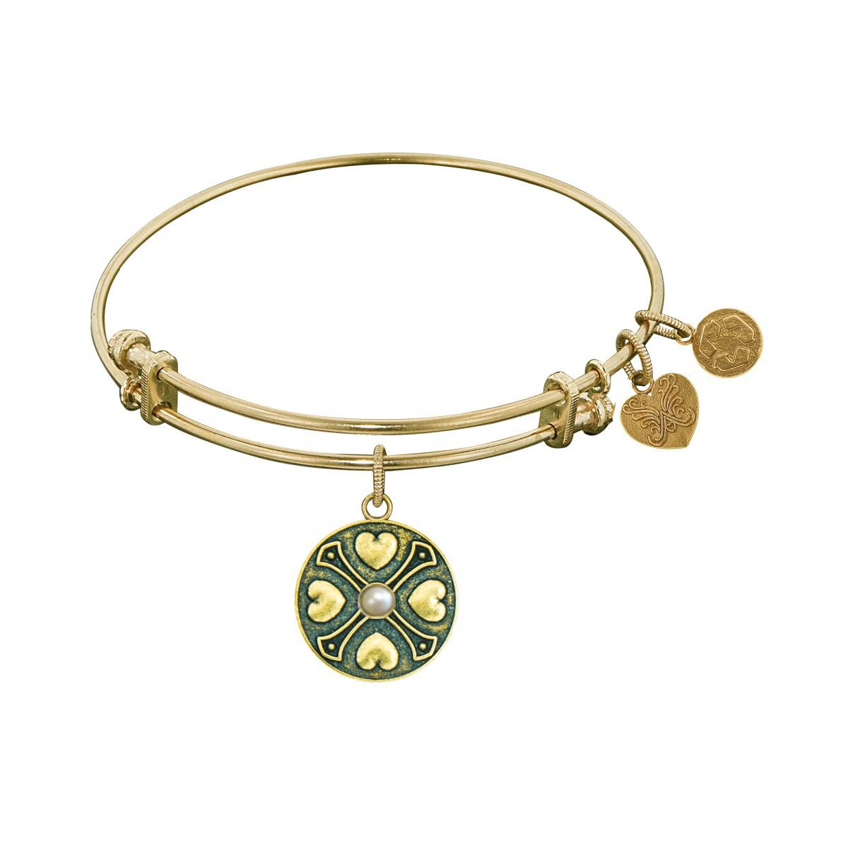 Jewelry Affairs Yellow Finish Brass Birthstone Angelica Bangle Bracelet, 7.25"