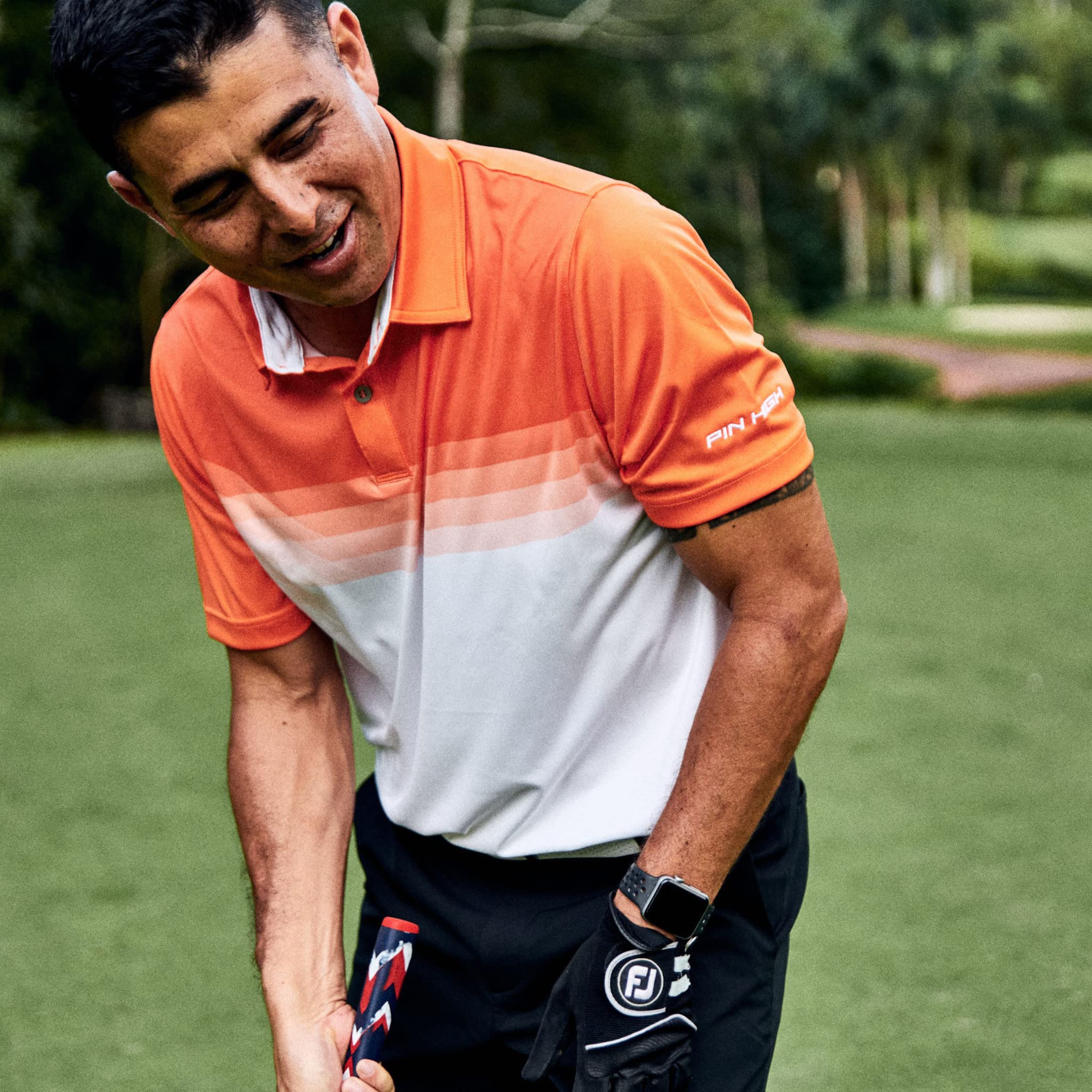 Pin High Men's Performance Golf Polo Shirt, Modern Fit Golf Shirt, Dry-Fit Short Sleeve Polo