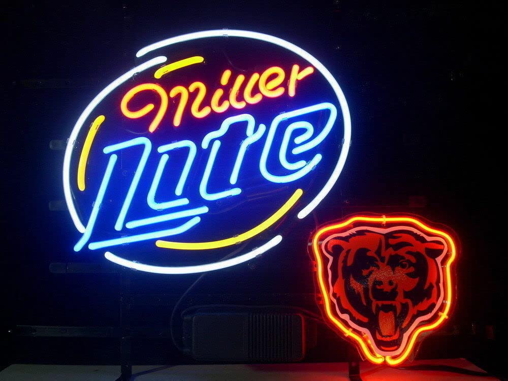 Queen Sense 20"x16" Millers Lite Bear Neon Sign Light Man Cave Bar Pub Beer Decor Neon Lamp A120MLLV3CBTLB
