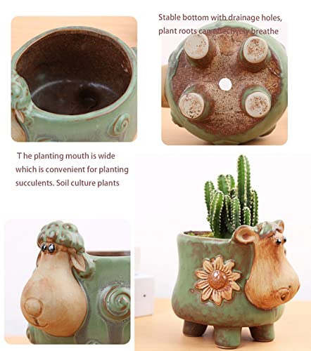 Small Succulent Pots,Succulent Garden Planters,Handicraft Creative Flower Decoration Ornaments,Cute Donkey Ceramic Flower Succulent Pot with Drainage,Suitable for Flower Shops,Home Life,Cafes